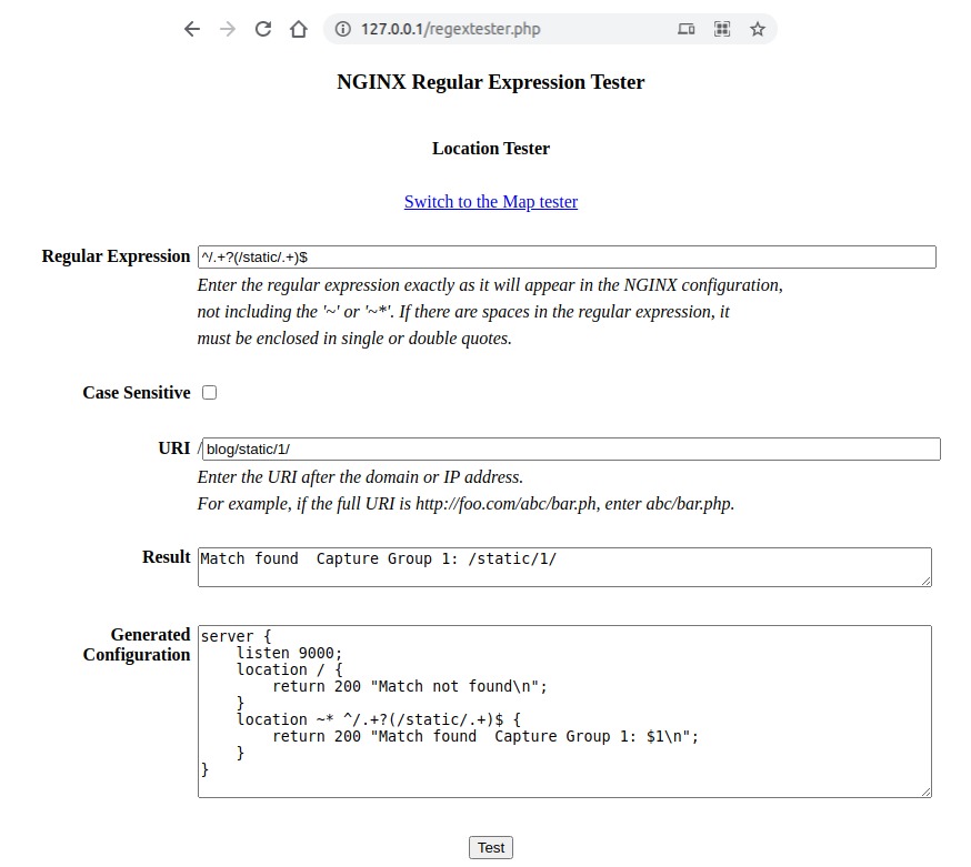 How to debug regexpes in Nginx